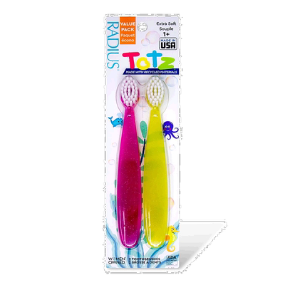 香港直邮RADIUS美国进口婴儿18个月以上幼乳牙呵护特软毛牙刷2支