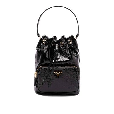 PRADA 女士斜挎包 1BH0382DNTVUOMF0002 CO 黑色 徽标抽绳单肩包