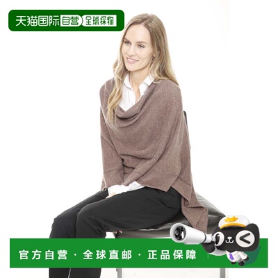 自营in2Cashmere Poncho with Textured Border - heather carame