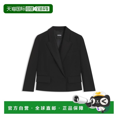自营bossRelaxed-fit tuxedo blazer in virgin-wool twill - bla