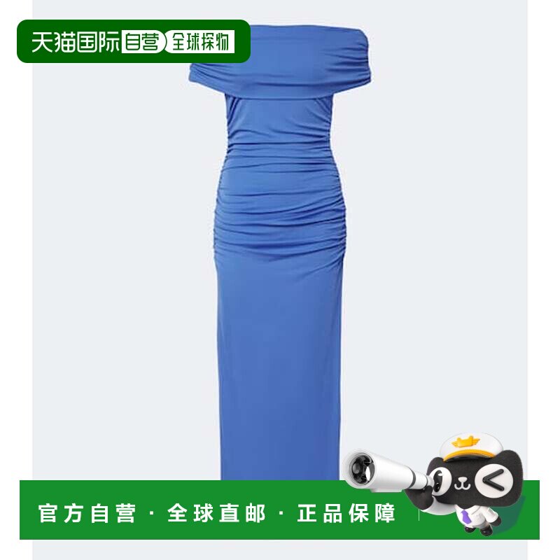 香港直邮CAROLINA HERRERA 女士 褶皱露肩针织中长连衣裙
