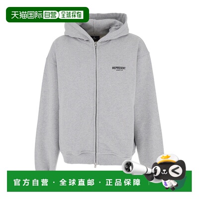 香港直邮Represent 男士 Front and Back 灰色拉链带Logo连帽衫()