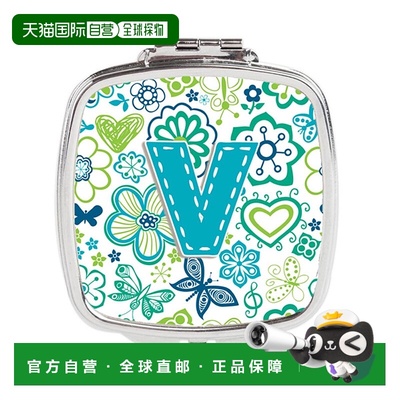 自营Carolines Treasures CJ2006-VSCM 字母 V 花蝴蝶 蓝绿正品