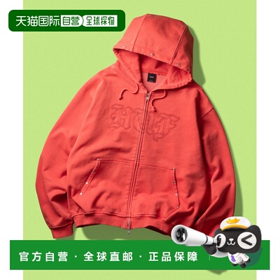 日本直邮HUF 男女同款 重磅全棉混纺刺绣钉饰连帽衫 26S_FL80101