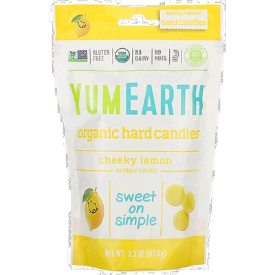 香港直发Yumearth有机硬糖柠檬味酸甜可口独立包装93.6g