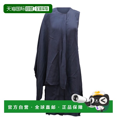 自营Adam Lippes Cape Dress in Navy Blue Viscose - blue 美国