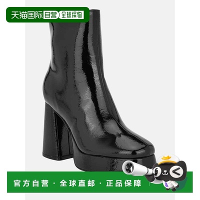 自营Guess Danca Boots Women's Black Patent Block Heel Platfo