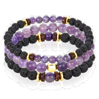 自营 Crucible Los Angeles 3 件装紫水晶、熔岩、木材和黄金赤铁