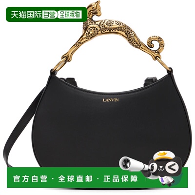 1h可退 香港直邮潮奢 Lanvin 朗雯 女士 黑色 Cat Leather 手提包