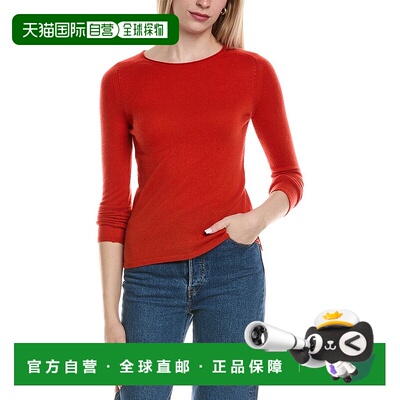 自营sofiacashmere圆领羊毛和羊绒混纺毛衣-橙色 美国奥莱直发