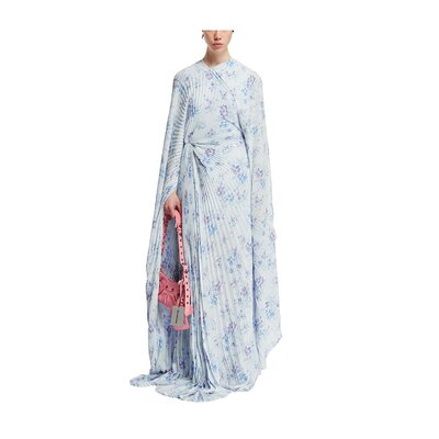 Balenciaga 花卉印花百褶连衣裙 790632TQL50