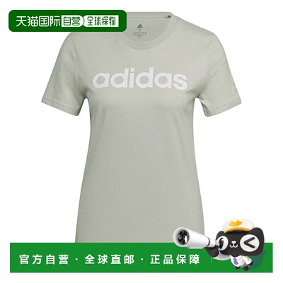 日本直邮adidas-阿迪达斯女子短袖T恤休闲服Essentials Slim徽标T