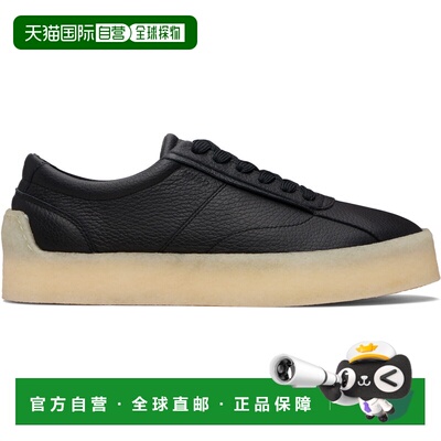 香港直邮潮奢 boss 雨果 男士 黑色 Grained Leather 运动鞋 5055