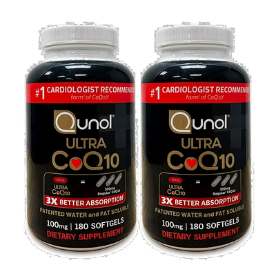 美国直邮Qunol辅酶Q10胶囊180粒*2提升心肌能力心脏中老年健康