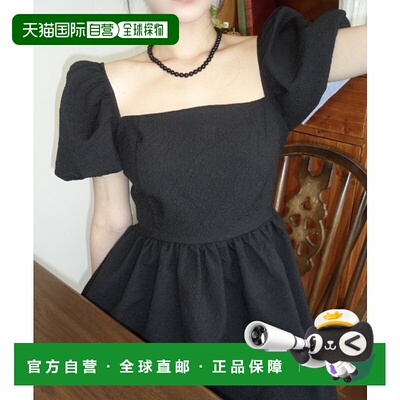 1h可退 日本直邮deux amour 女士方领泡袖后系带迷你连衣裙 14719