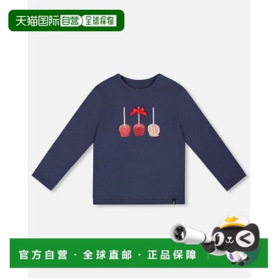 自营deux par deuxOrganic Cotton T-Shirt Navy Blue with Apple