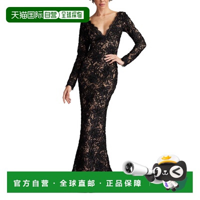 自营 tadashi shojiBeloit缎带刺绣礼服-bk/nd 美国奥莱直发长裙