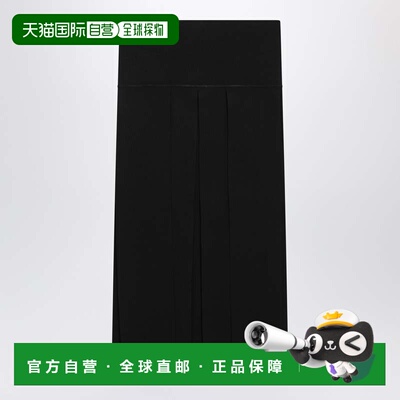 香港直邮alaia 女士 褶裥黑色真丝混纺中长半身裙 AA9J2584K224DP