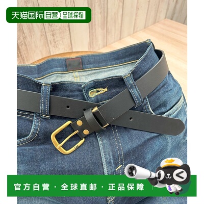 1h可退 日本直邮Lee 男士30mm皮革金色扣带窄腰带 复古风格 01205