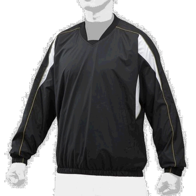 日潮跑腿MIZUNO美津浓 儿童棒球服V领夹克T恤 黑色白色 M A-10704