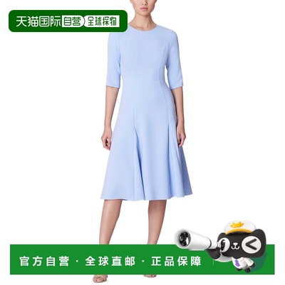 自营Carolina Herrera Midi Godet Dress - blue 美国奥莱直发