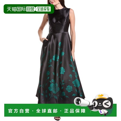 自营Rene Ruiz Sleeveless Jacquard A-Line Midi Dress - black