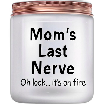 自营lovery母亲节香草味大豆蜡蜡烛“Mom Last Nerve” - 白色、