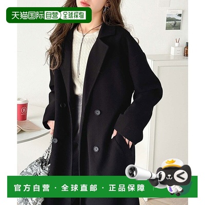 日本直邮Classical Elf 洗练秋冬风格人造羊毛腰带双襟长款外套 C