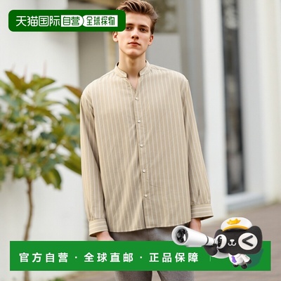 1h可退 日本直邮nano・universe 男士条纹宽松长袖 band 领衬衫 66