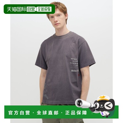 日本直邮AGED-LOOK 海军蓝模板印花短袖T恤
