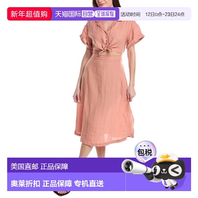 自营Vitamin A Playa Cut Out Linen Midi Dress - multi 美国奥