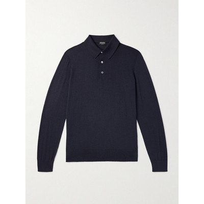 潮奢 zegna 杰尼亚 男士 羊绒真丝混纺凸纹布Polo衫 E8J00132B98