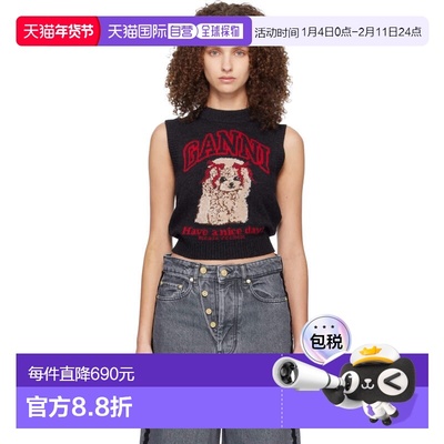 1h可退 香港直邮GANNI 甘尼 女士 黑色 Graphic Wool 马甲 A1070