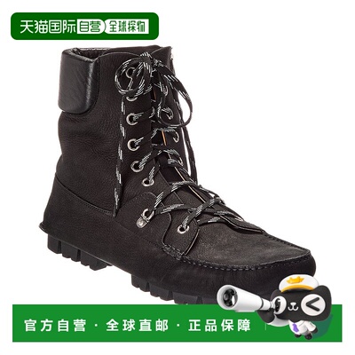 自营salvatore ferragamo菲拉格慕Grifo皮革徒步靴-黑色 美国奥莱