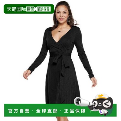 自营Toad&Co Cue Wrap Dress Women's  Black Tie Waisted Long S