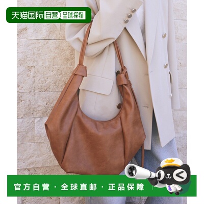 日本直邮earth music&ecology 女装 新月造型肩包 仿皮柔软休闲风