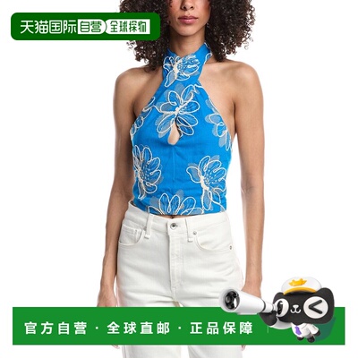 自营Ramy Brook Harlow Linen-Blend Top - blue 美国奥莱直发