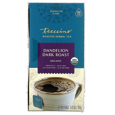 香港直发Teeccino有机烘焙草本茶蒲公英深度烘焙优化消化25包茶包