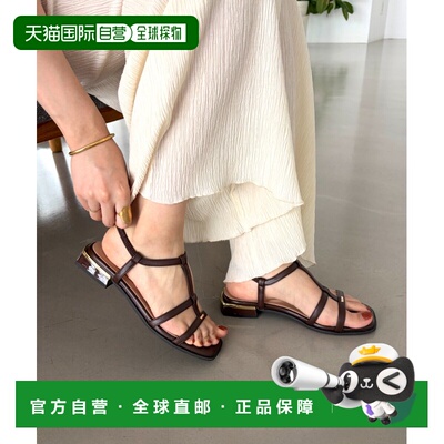 Oriental Traffic 女士 T字带细 strap 金属点缀中跟凉鞋 65202