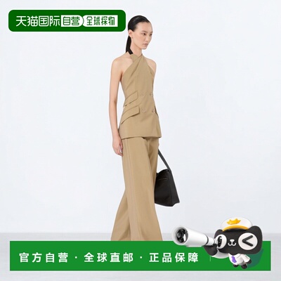 自营欧洲直邮Max Mara Runway女士驼色羊毛真丝阔腿裤西装裤