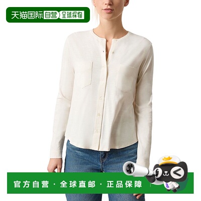 自营Lilla P Mandarin Collar Button Down Shirt - white 美国奥