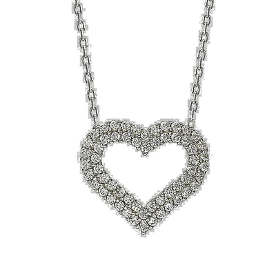 自营 Suzy Levian 白色方晶锆石纯银心形吊坠 - 白色 美国奥莱直
