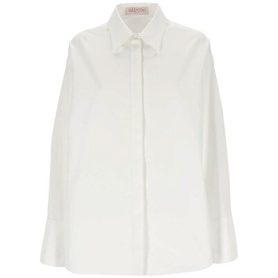 VALENTINO 女士衬衫 3B0AB5F55DN001 SS2024 黑色 露背长袖衬衫