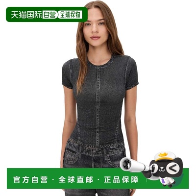 自营rag & bone Women's Miramar Jersey Baby Tee - washed blac