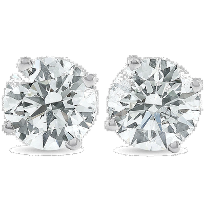 自营 pompeii32 克拉圆形实验室种植钻石耳钉 14K 白金带旋入式背
