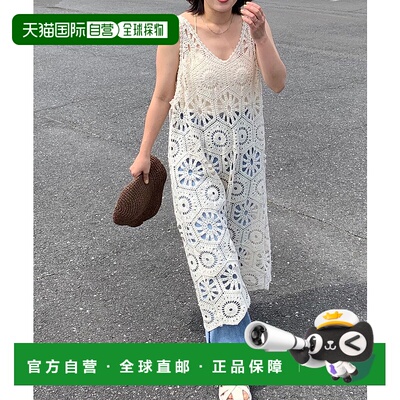 1h可退 日本直邮CRB 女士V领钩编无袖长连衣裙 CS801674新款