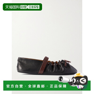 1h可退 香港直邮潮奢 Marni 玛尼 女士 Dancer 蝴蝶结皮质芭蕾舞