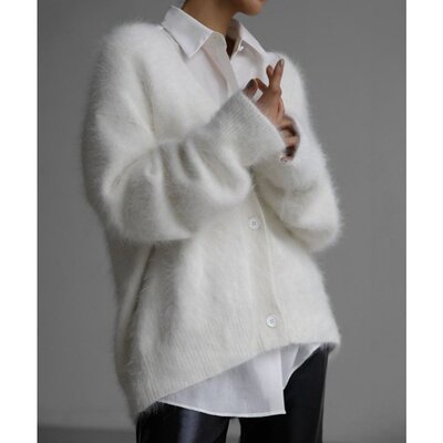 日本直邮deux amour女士V领前扣露肩毛衣147190092