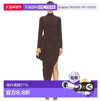 香港直邮NORMA KAMALI 诺玛 卡玛丽 女士 高领褶饰礼服裙 KK3233P