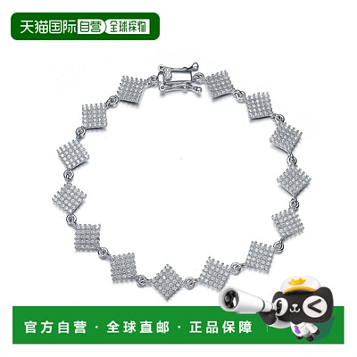 自营 GENEVIVE 纯银立方氧化锆方形手链 - 银白色 美国奥莱直发